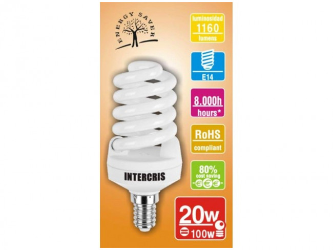INTERCRIS BOMBILLA BAJO CONSUMO 20W 8000H (035) INTERCRIS - oferta: 3 ...