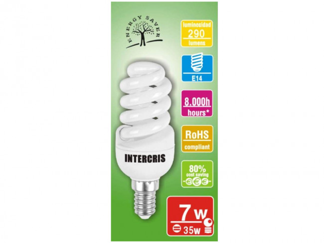 INTERCRIS BOMBILLA BAJO CONSUMO 7W 8000H (020) INTERCRIS - oferta: 3,32 ...